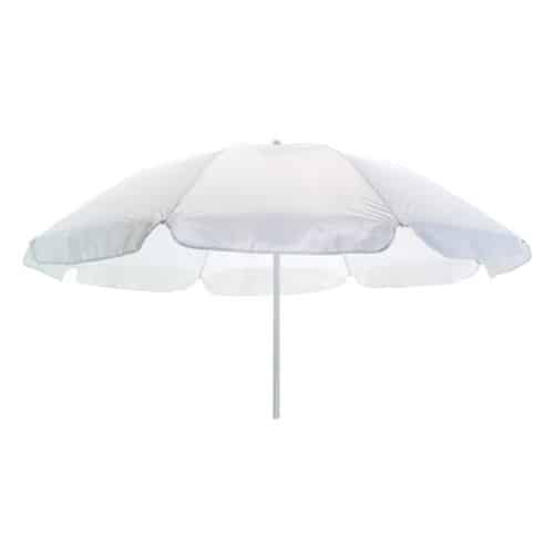 Hvid strand parasol 119 kr med jordspyd